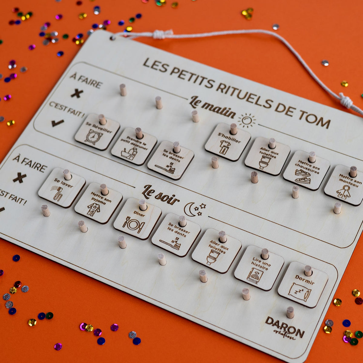 Tableau de routine Montessori en bois personnalisé : un objet d'appren ...